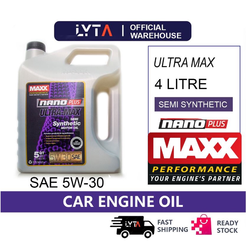 MAXX PERFORMANCE Car Engine Oil NanoPLUS Semi Synthetic Minyak Hitam ...