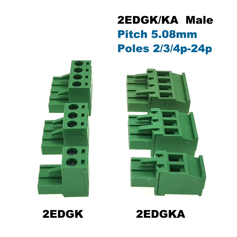 10/5Pcs Pitch 5.08mm Plug-in PCB Screw Terminal Blocks Connector 2EDGK/KA/VC/RC/V/R Male Female ...