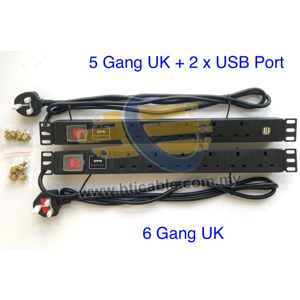 Surge / Lightning Protection 19inch Server Rack PDU 5 / 6 / 10 Gang 13A ...