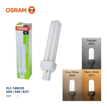OSRAM LEDVANCE 18W DULUX D PLC 2P Energy Saving Bulb (Warm White / Cool White / Daylight) with ...