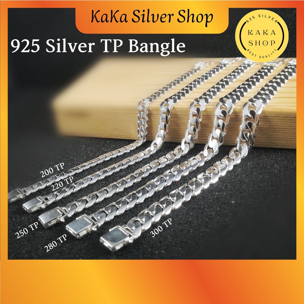 Original 925 Silver TP Bracelet Bangle For Men | Gelang Tangan TP ...
