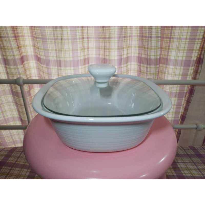 Corningware Etch White Linen Casserole 1.4L (with glass lid) | Shopee ...