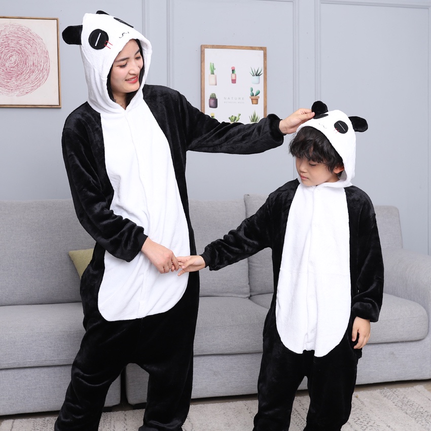 Women Panda Cartoon Onesies Unisex Spring Pajamas Kids Nightwear Anime ...