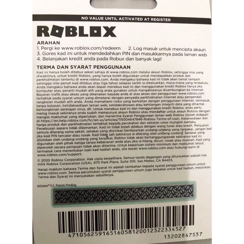 [READY STOCK] ROBLOX Reload Card Roblox Gift Card RM50 RM125 Robux Top ...