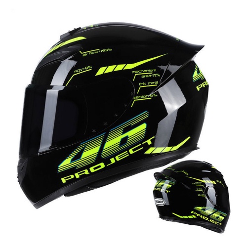 Motorcycle Racing Full Face Helmet 46 Project Sport Helmet Built-in Sun ...