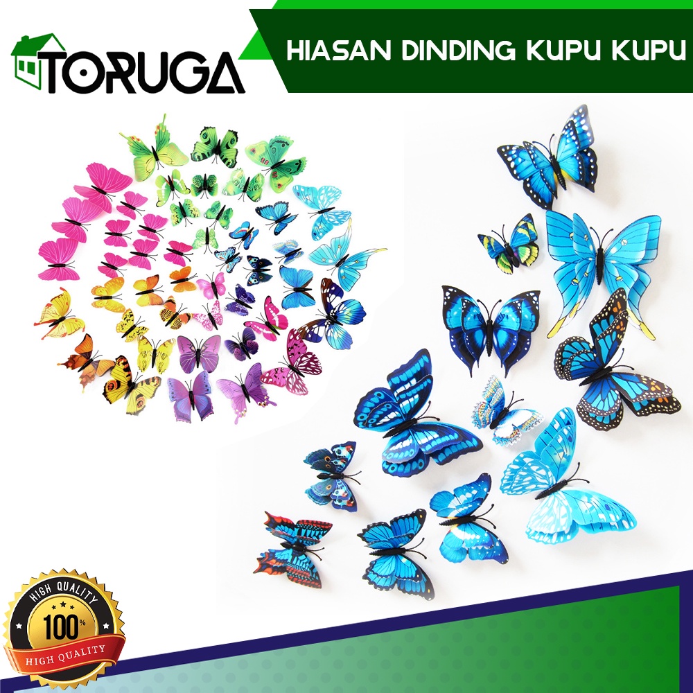 HIASAN DINDING 3d Butterfly Wall Sticker Wall Decoration Wall Sticker ...