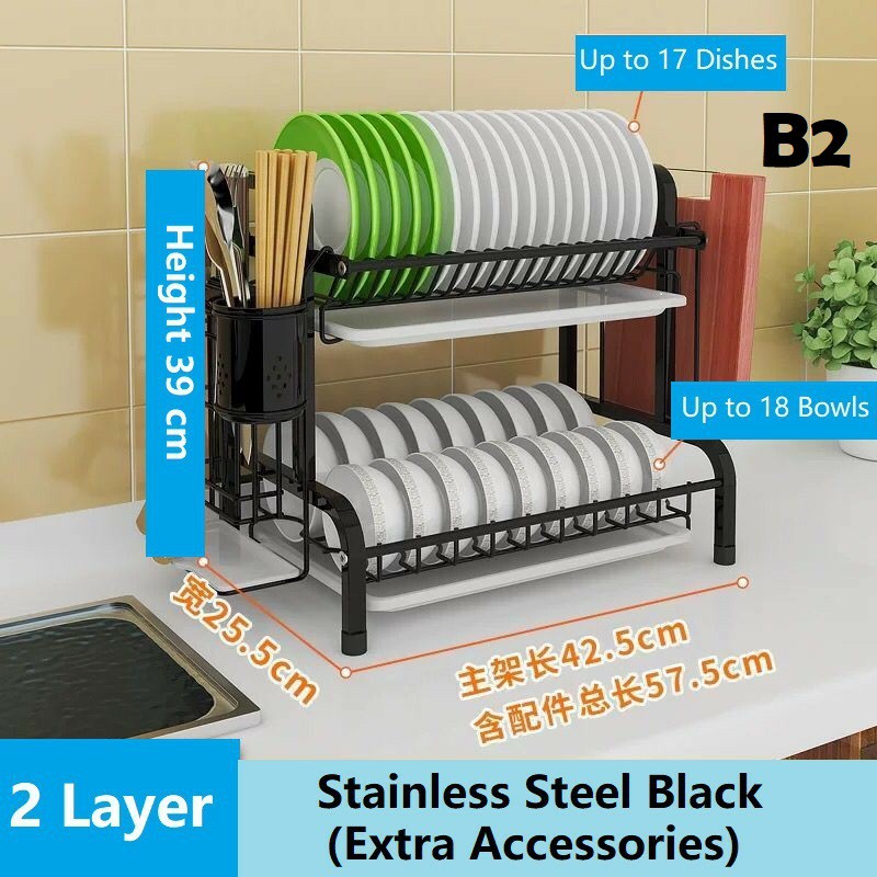 3 Layer Dish Rack Stainless Steel Dish Drainer Rack Kitchen Rack 2 ...