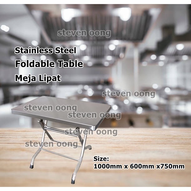 Stainless Steel foldable table, meja lipat steel, meja makan steel ...