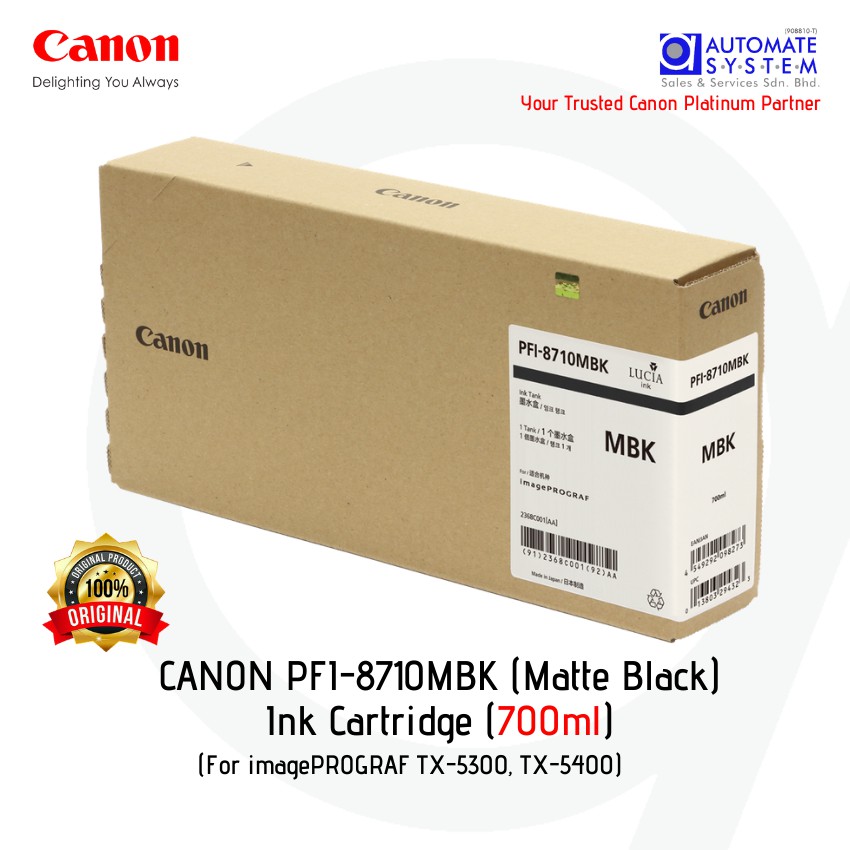 Canon PFI-8710 (700ml) Ink Cartridges for imagePROGRAF TX Series (TX-5300, TX-5400) | Shopee ...