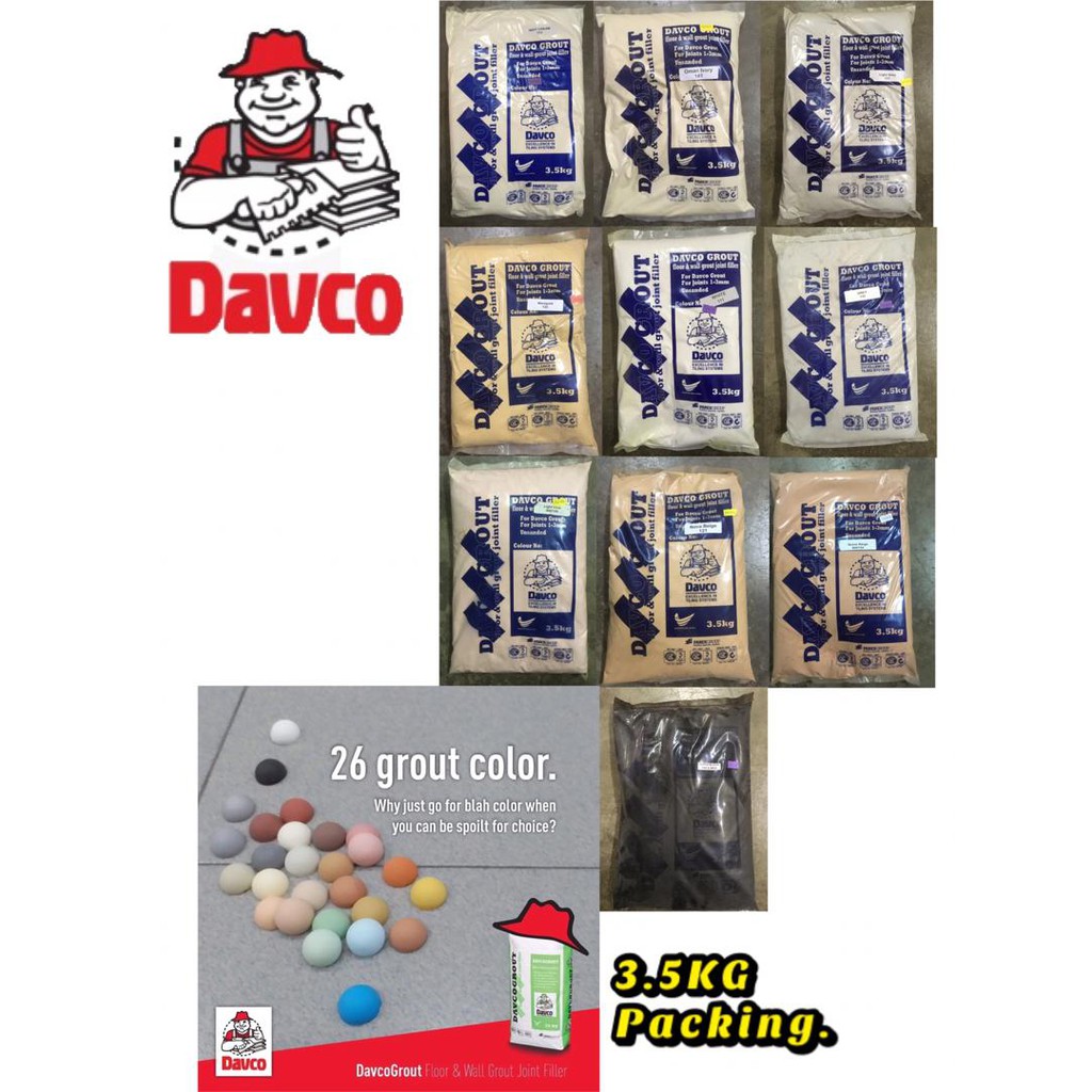 (3.5KG) COLOUR GROUT DAVCO FLOOR & WALL GROUT JOINT FILLER | Shopee ...