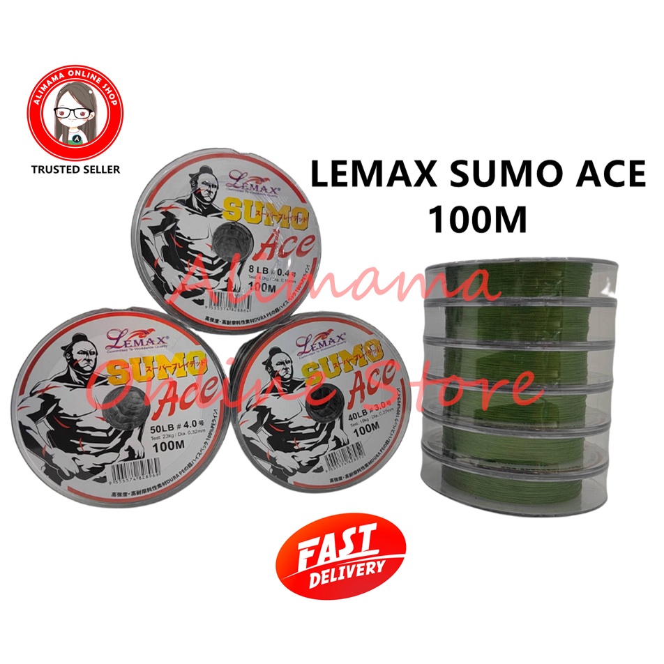 MEGA SALE LEMAX SUMO ACE 100M 100% PE BRAIDED LINE SUPER STRONG FISHING ...