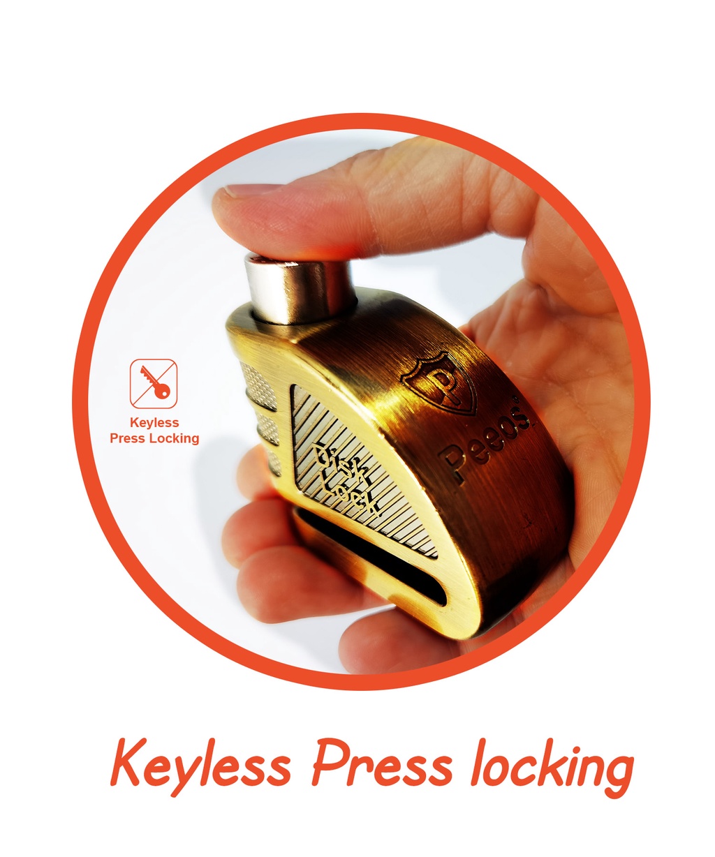 Peeos PD8 Disk Lock Emas Kunci Cakera Anti Potong Motorsikal aloi Tahan ...