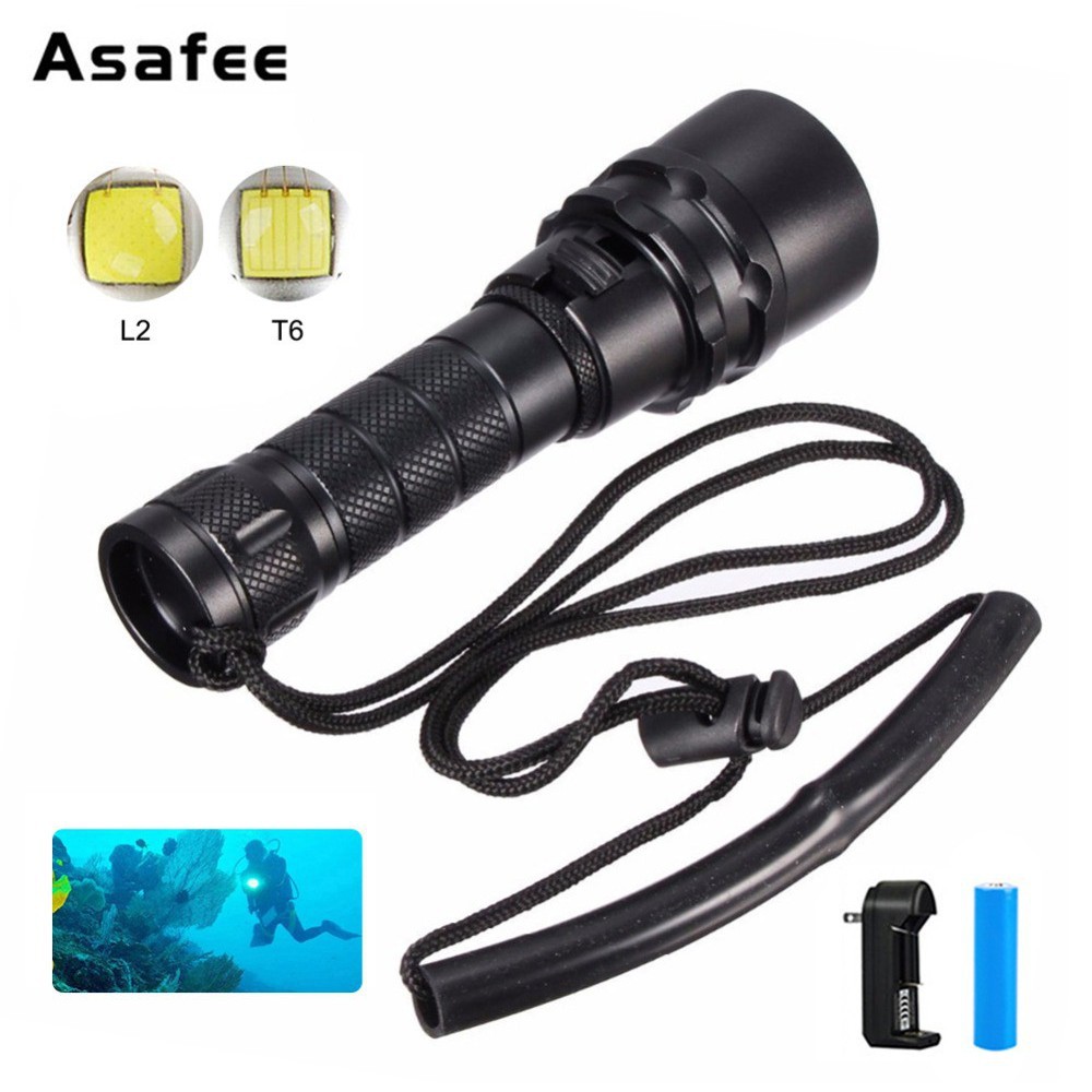 Asafee XM-L L2 (T6) Mini LED scuba Underwater Diving Flashlight ...