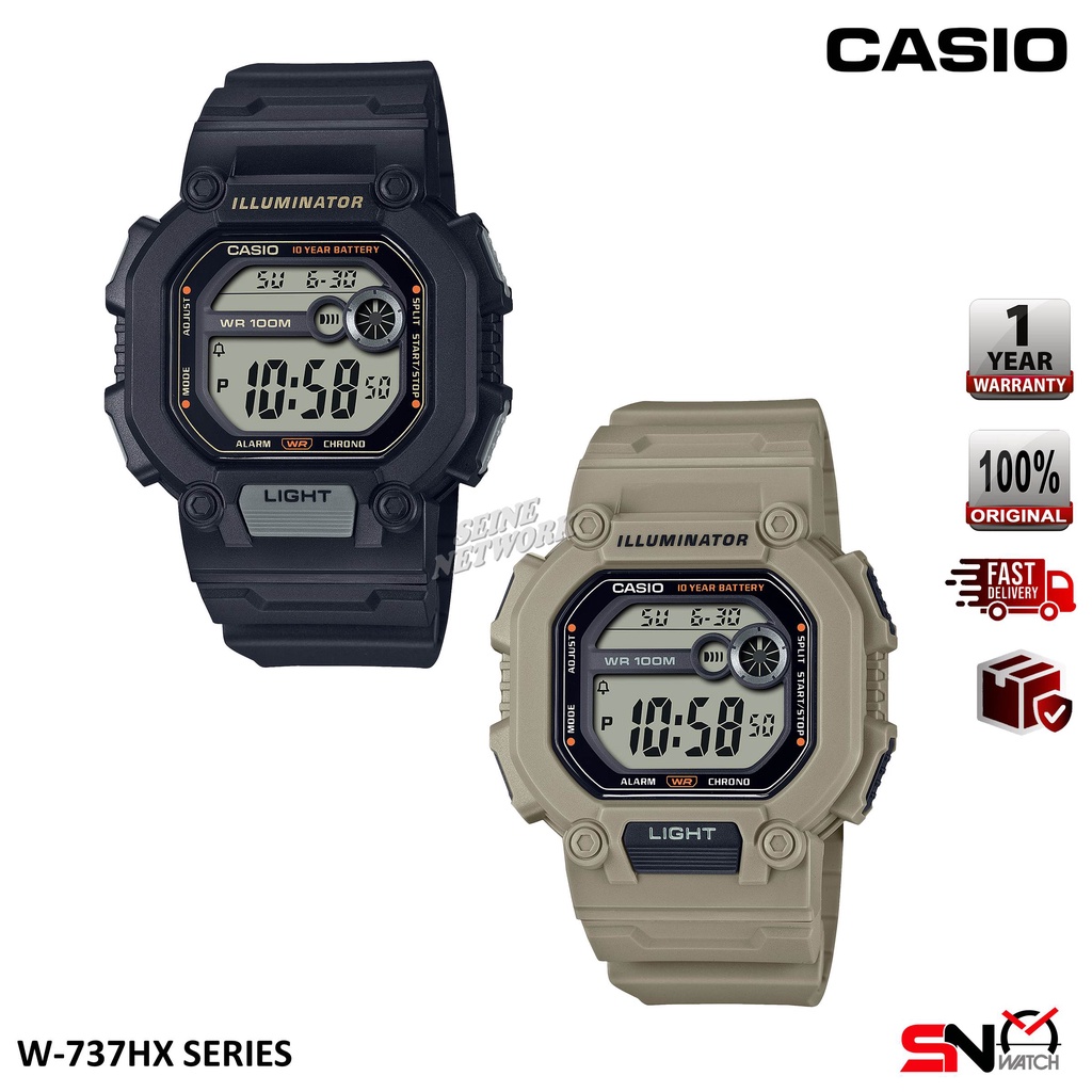 Casio W 737hx New Extra Long Band Series Digital Resin Band Men Sports