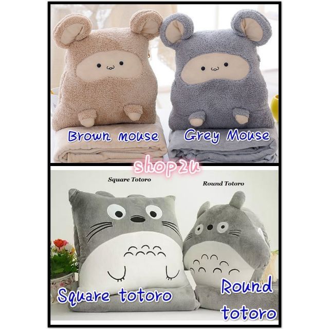 🔥Ready stock🔥 3 in 1 Totoro mouse mickey multipurpose Pillow Blanket ...