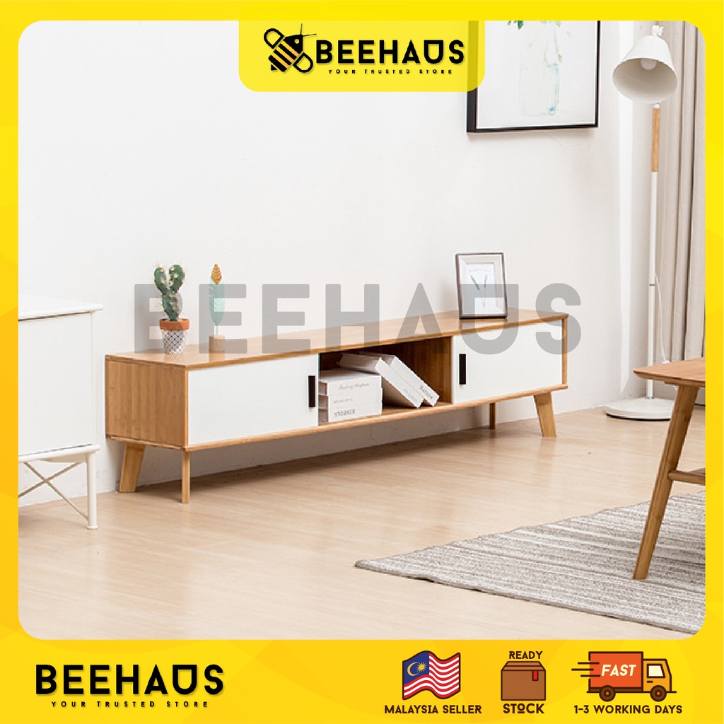Beehaus Bamboo TV Cabinet | TV Stand | Wooden TV Rack | Multi ...