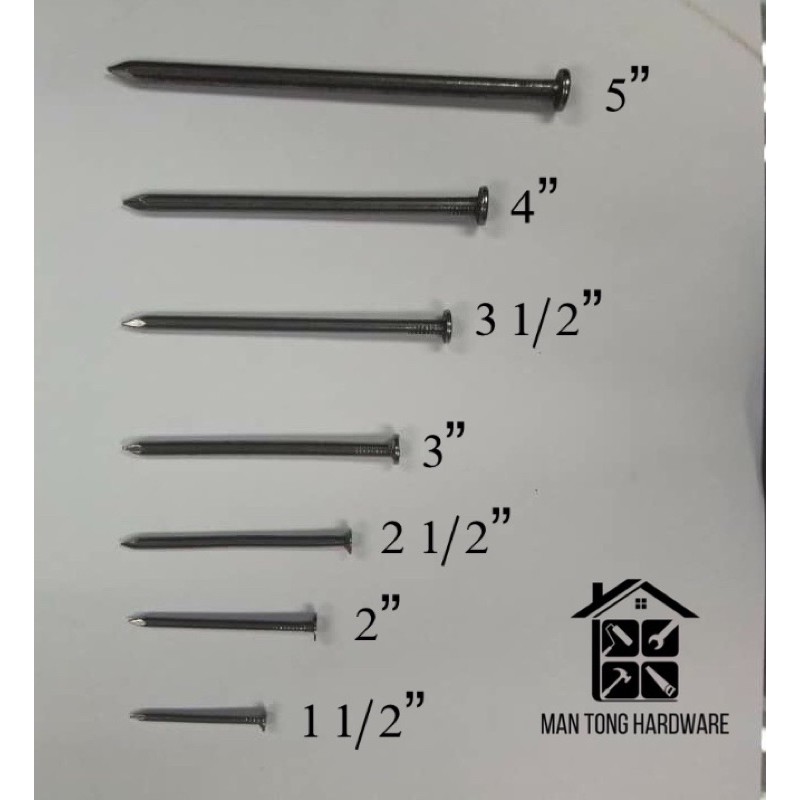 🔥READY STOCK🔥Wood Nail (Paku Kayu) (1-1/2”, 2”, 2-1/2”, 3”, 3-1/2”,4”&5 ...