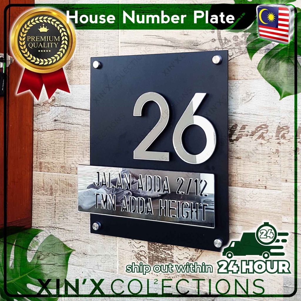 Premium High Quality 3D Matt Black House Number Plate Nombor Rumah ...