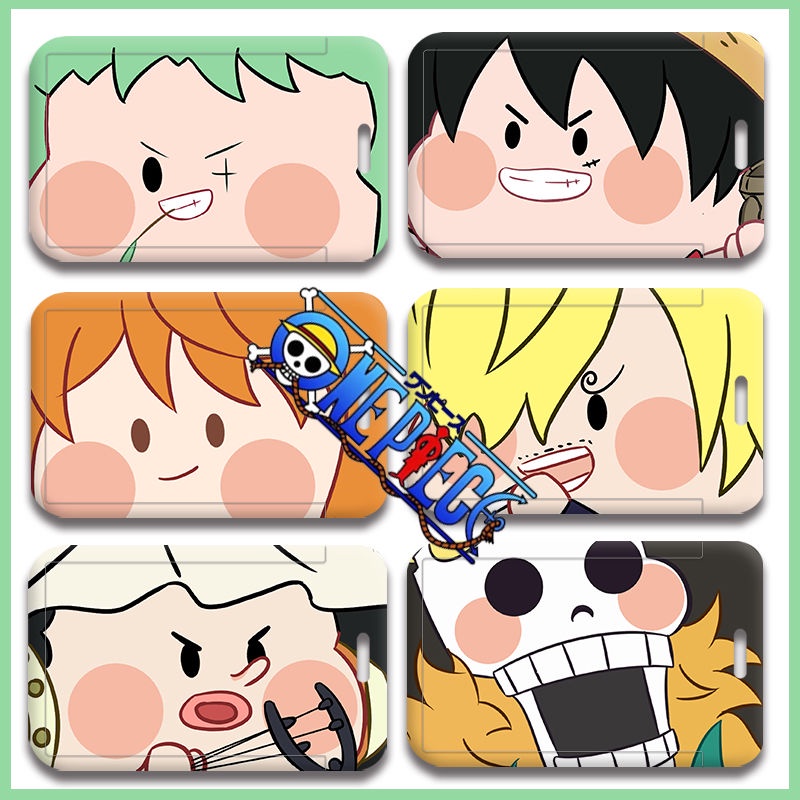 Anime Cartoon One Piece Luffy Zoro Cute Student School ID Card Holder ...