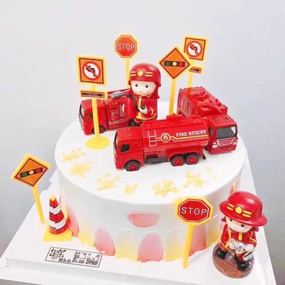 [Ready Stock] Fire Fighter Fire Engine Fire Trucks cake topper fireman ...