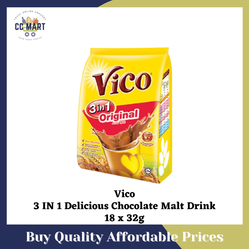 Vico - 3 IN 1 Original Delicious Chocolate Malt Drink / 18 x 32g ...