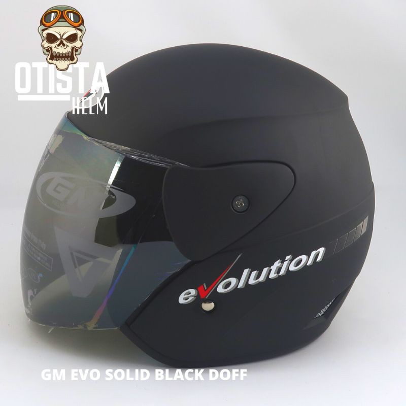 HITAM Helmet Half Face Gm Evo Solid Black Doff Black Polos Matte Dof - Helmet Motorcycle SNI ...