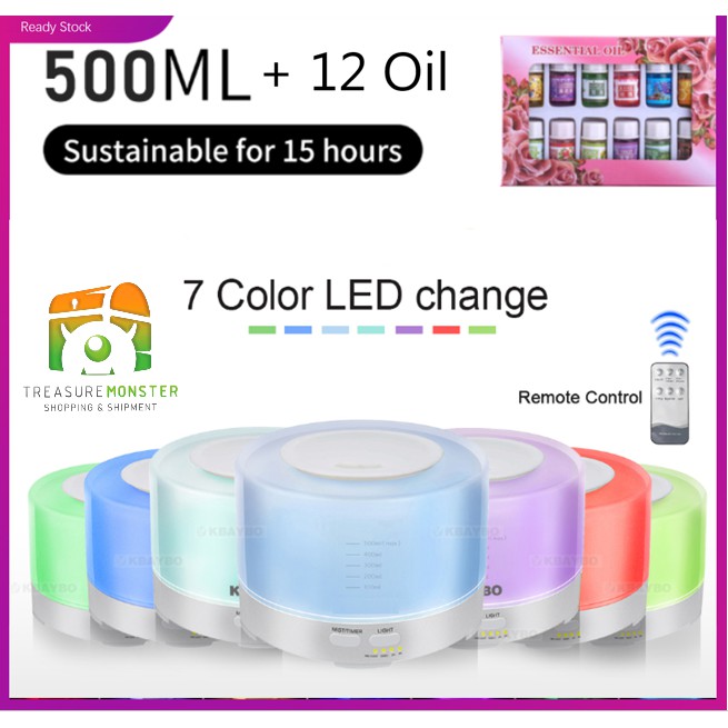 500ml Remote Control Ultrasonic Humidifier Oil Aroma Diffuser [Local ...
