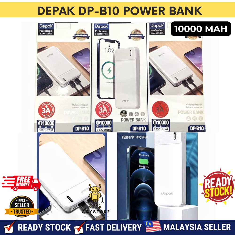 DEPAK DP-B10 10000 MAH Dual USB 3A Powerbank ( Black) | Shopee Malaysia