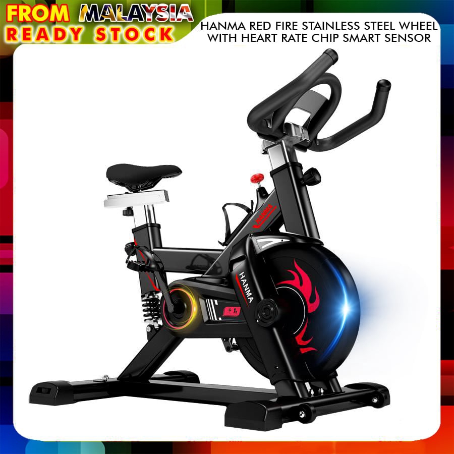 HANMA Red Fire Stainless Steel Wheel Dynamic Spring Exercise Bike Gym ...