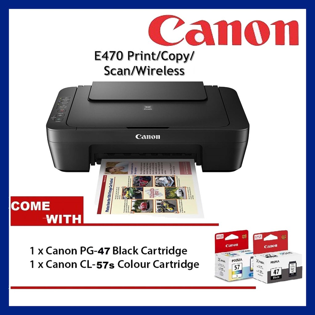 Canon Pixma E470 Ink Efficient 4 in 1 Inkjet Printer (Wireless, Print ...