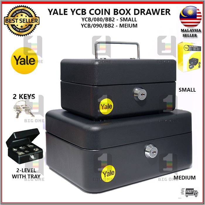 (SMALL, MEDIUM) YALE CASH BOX COIN BOX STORAGE DRAWER WITH KEY YCB/080 ...