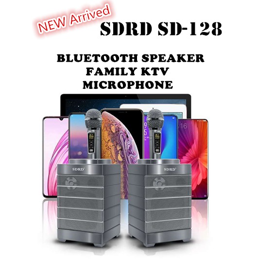 SDRD SD128 BLUETOOTH SPEAKER Dual Microphone Karaoke Portable Speaker ...