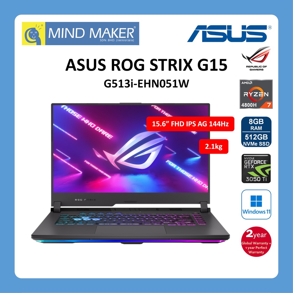 Asus ROG Strix G15 G513I-EHN051W NoteBook (EclipseGray) AMD Ryzen 7 ...