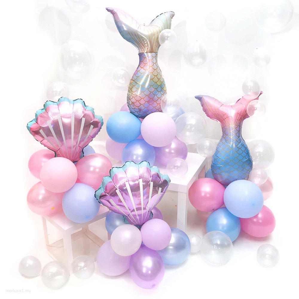 51PCS Mermaid Balloon Set Mermaid Tails Shells Aluminum Foil Balloons ...