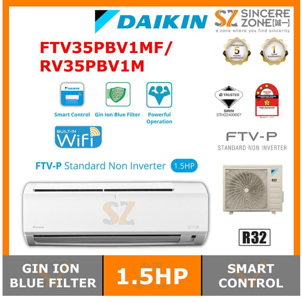 Daikin FTV35PB / RV35PB R32 1.5HP WIFI Air Conditioner Gin-ION Filter ...