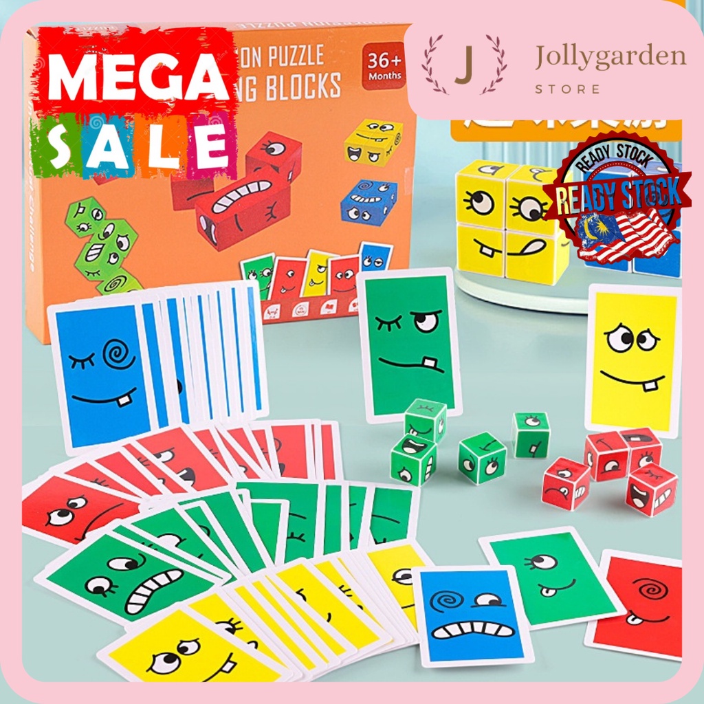🔥Ready Stock🔥 Cube Kids Emoji Board Game Expressions Puzzle building ...