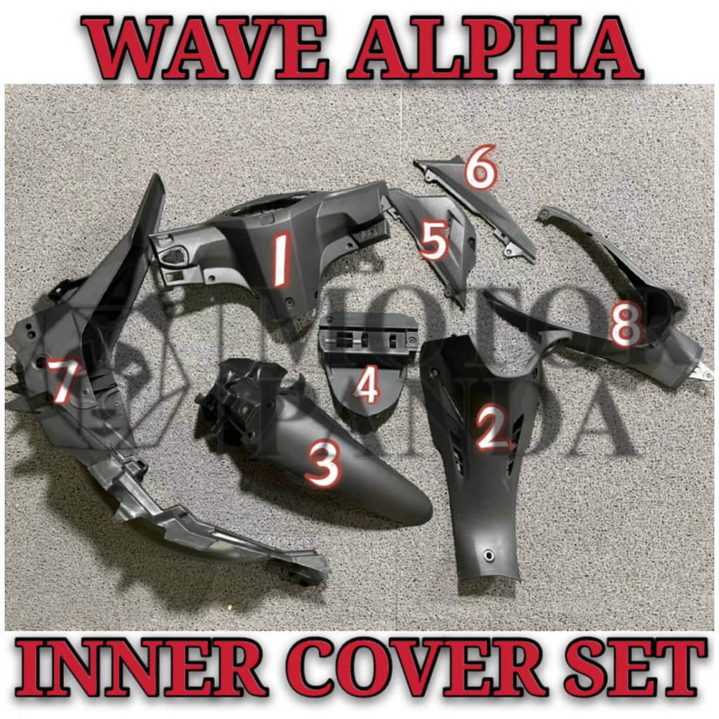 HONDA WAVE ALPHA WAVE 110 CX 110CX Cover Inner Set KAVER HITAM CAVER Coverset meter centre rear ...