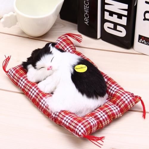 SIMULATION SLEEPING CAT CRAFT TOY WITH SOUND (BLACK WHITE) | Shopee ...