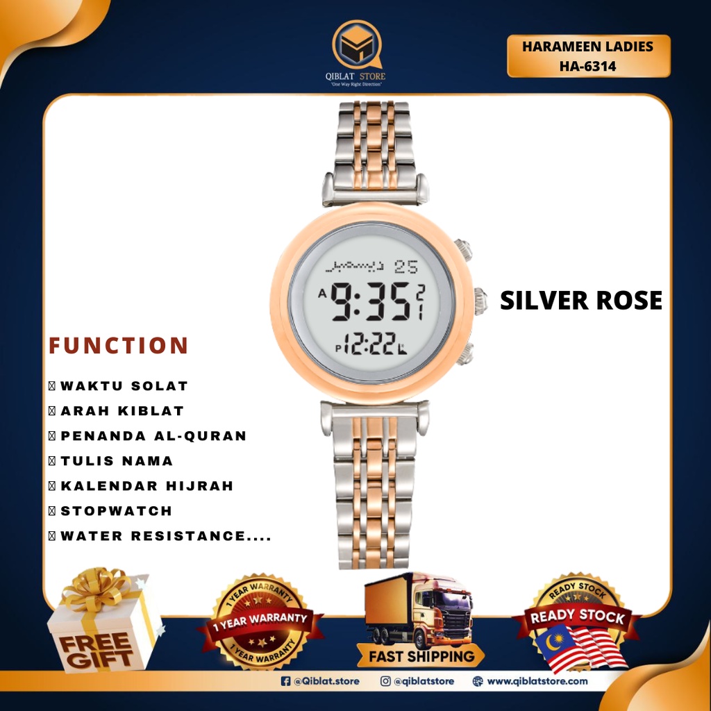 JAM KIBLAT STAINLESS STEEL LADIES HARAMEEN HA-6314 (SILVER ROSE ...