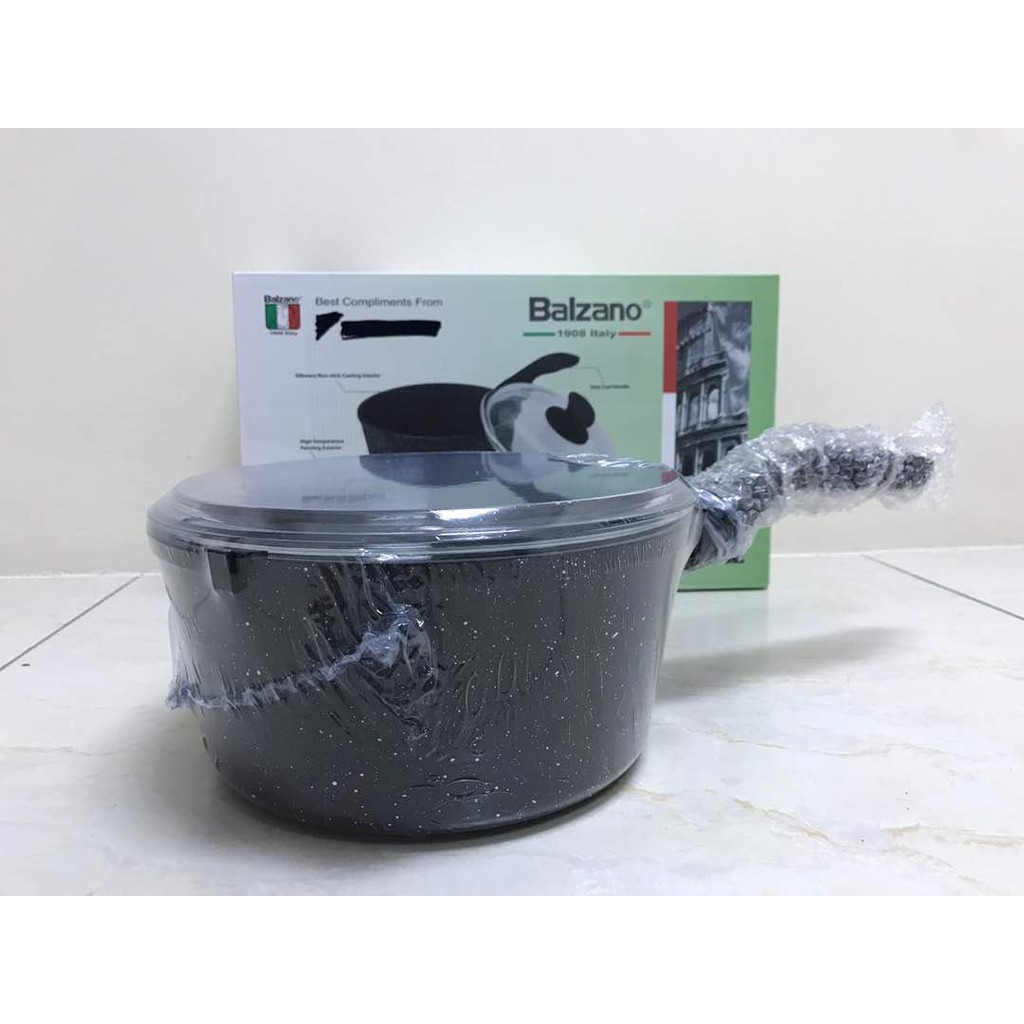 Balzano Non Stick Stone Sauce Pan C/W Glass Lid 20CM | Shopee Malaysia