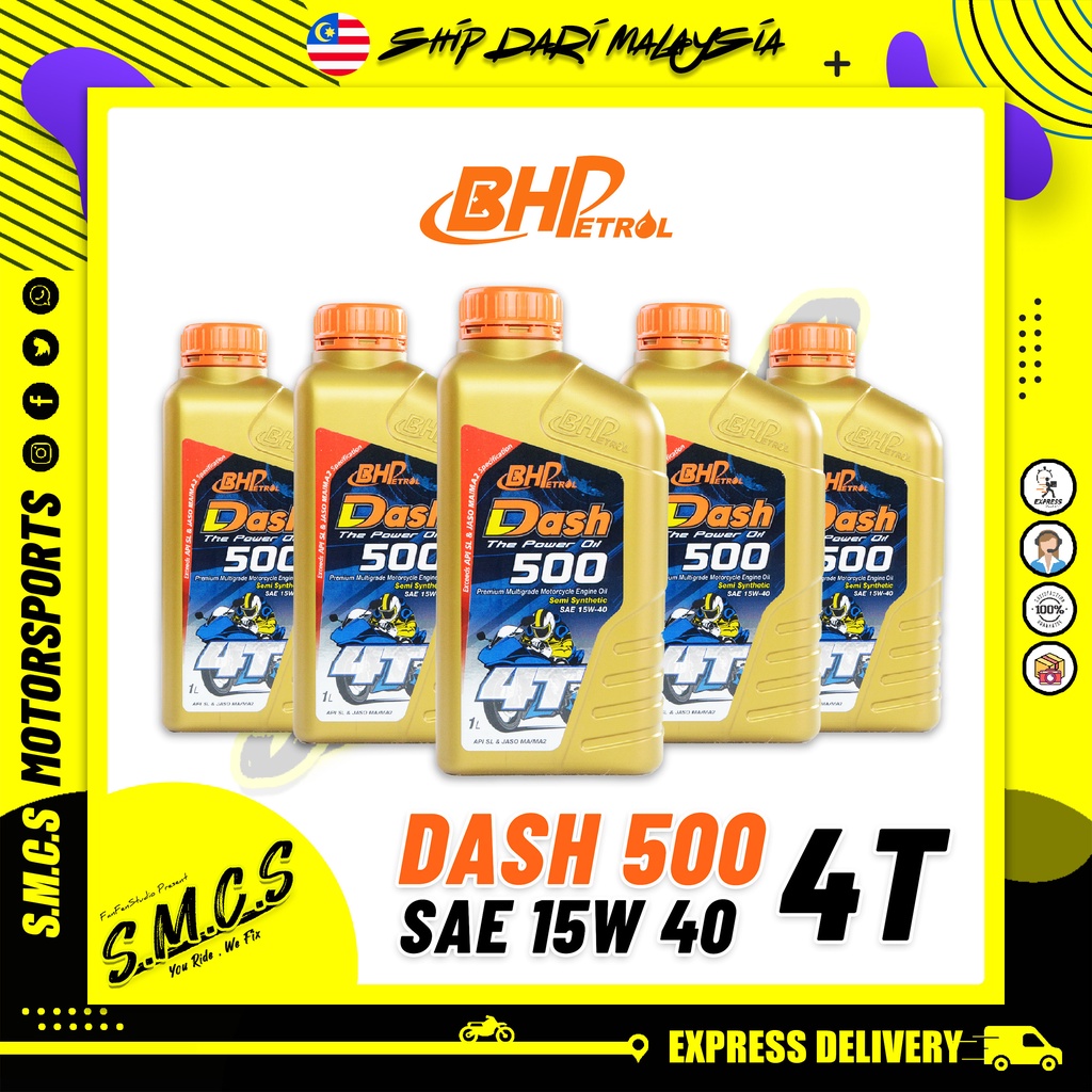 BHP Dash 500 SAE 15W40 4T 1L Semi Synthetic Premium Motorcycle Engine ...