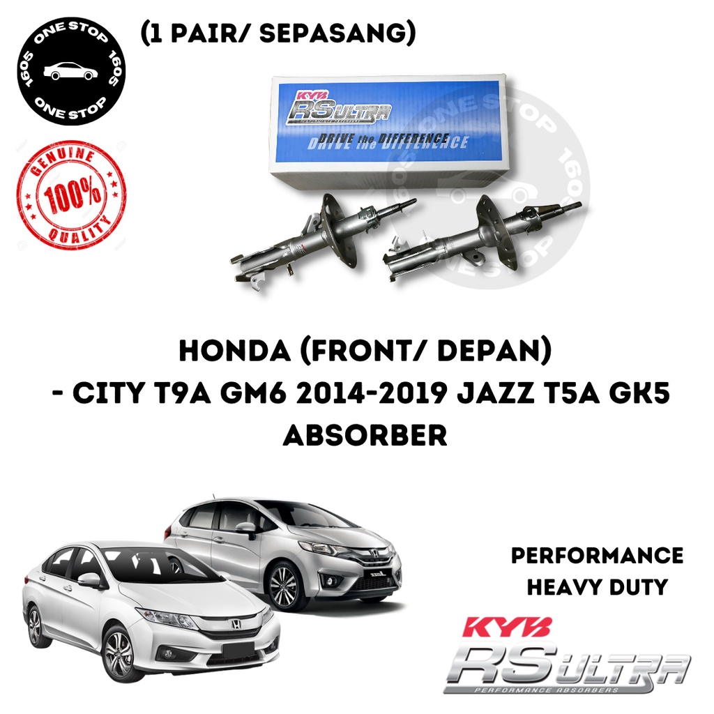 HONDA CITY T9A GM6 JAZZ T5A GK5 2014-2019 DEPAN FRONT KYB KAYABA RS ULTRA ABSORBER GAS 2PCS ...