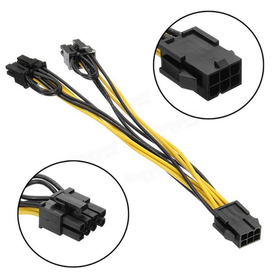 Pcie VGA Power Cable 6 PIN to 8 PIN Branch 2 PCI Express VGA 6 PIN to ...