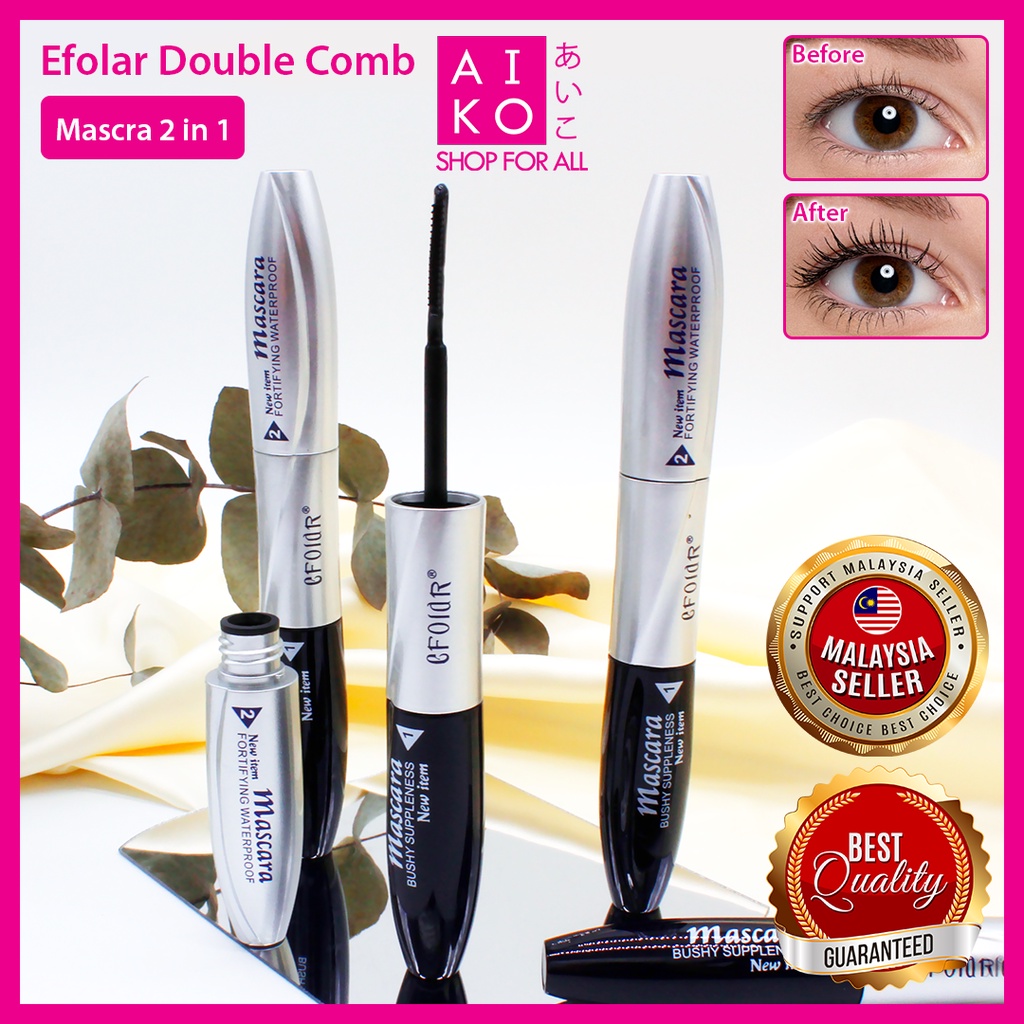 (AIKO) MASCARA EFOLAR DOUBLE COMB 2IN1 WATERPROOF & LONG LASTING ...