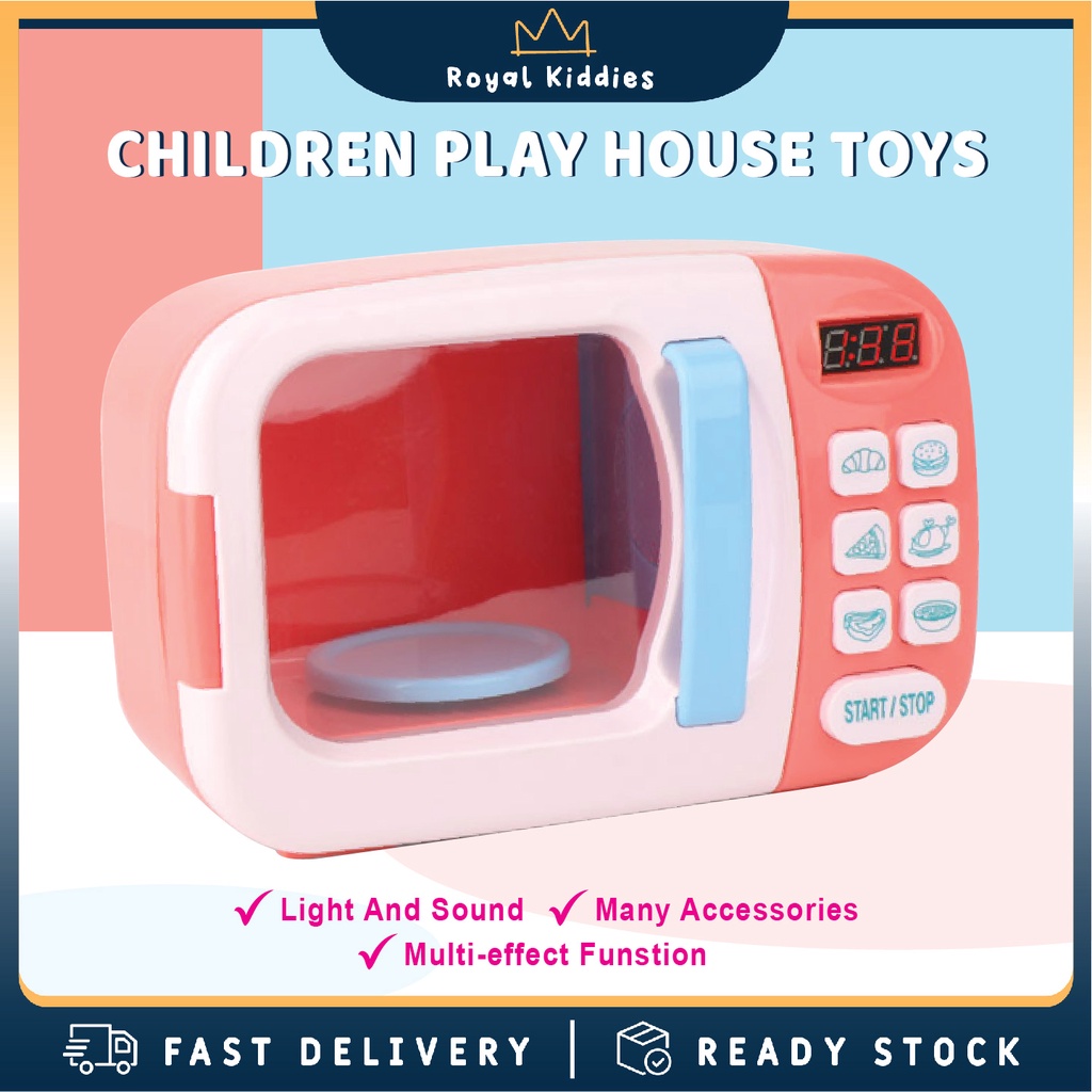 Children Microwave Kitchen Playset Cooking Simulation Play Electric ...