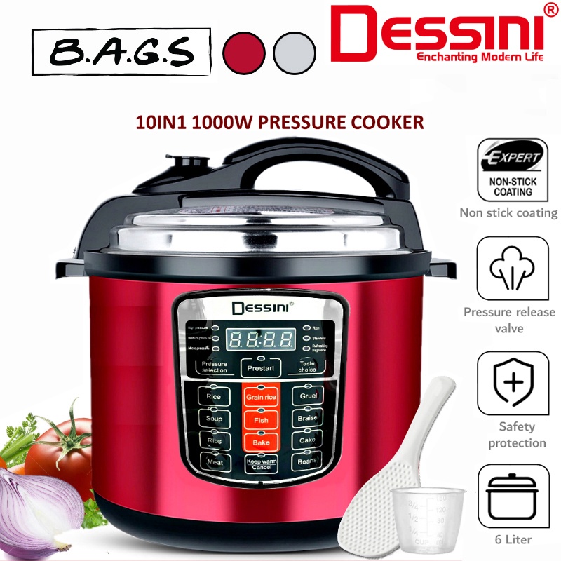 TheBags DESSINI ITALY 10 In 1 Electric Digital Pressure Cooker Non ...