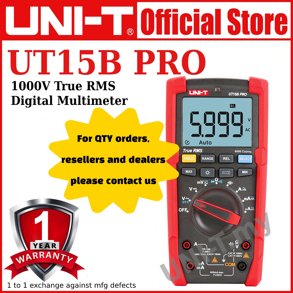 UNI-T UT15B PRO 1000V True RMS Digital Multimeter | Shopee Malaysia