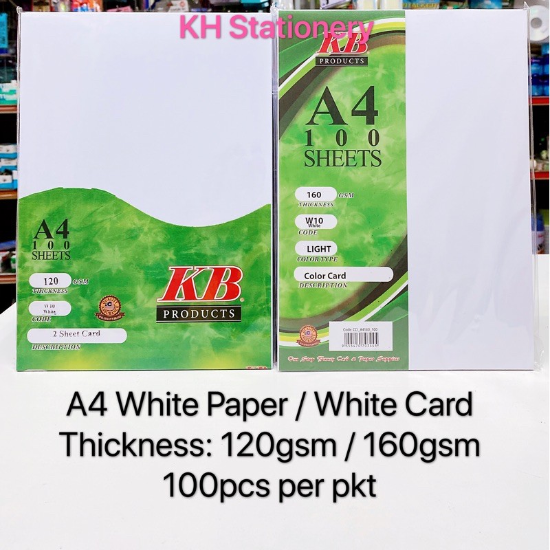 A4 White Paper 120gsm / 160gsm / 100sheets / White Card/ A4 Paper ...