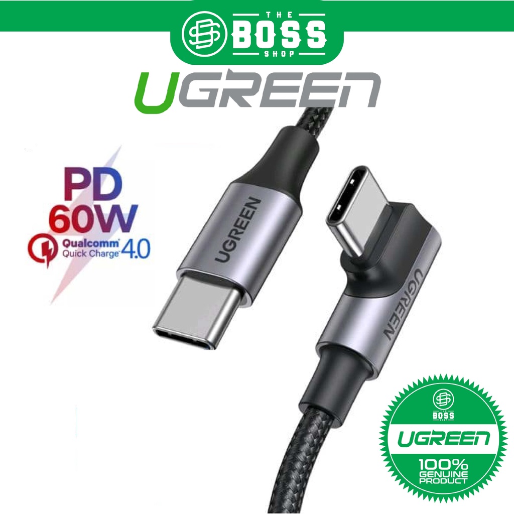 UGREEN PD 60W USB Type C to USB C (90 Degree single) Cable Support ...