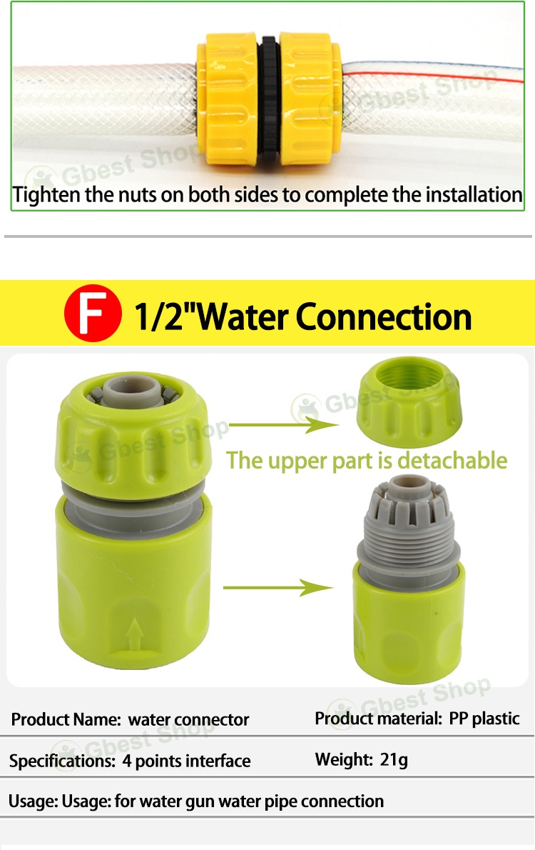 Plastic Brass water tap universal adapter quick pipe connector garden ...